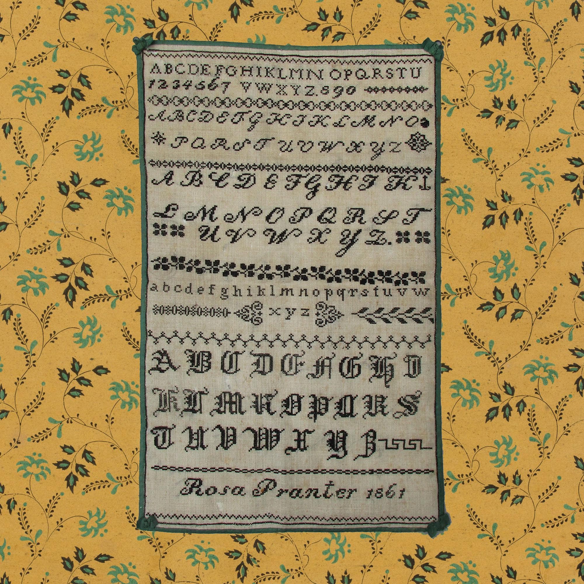 1861 Austrian Black Alphabet Reproduction Sampler Rosa Pranter ...