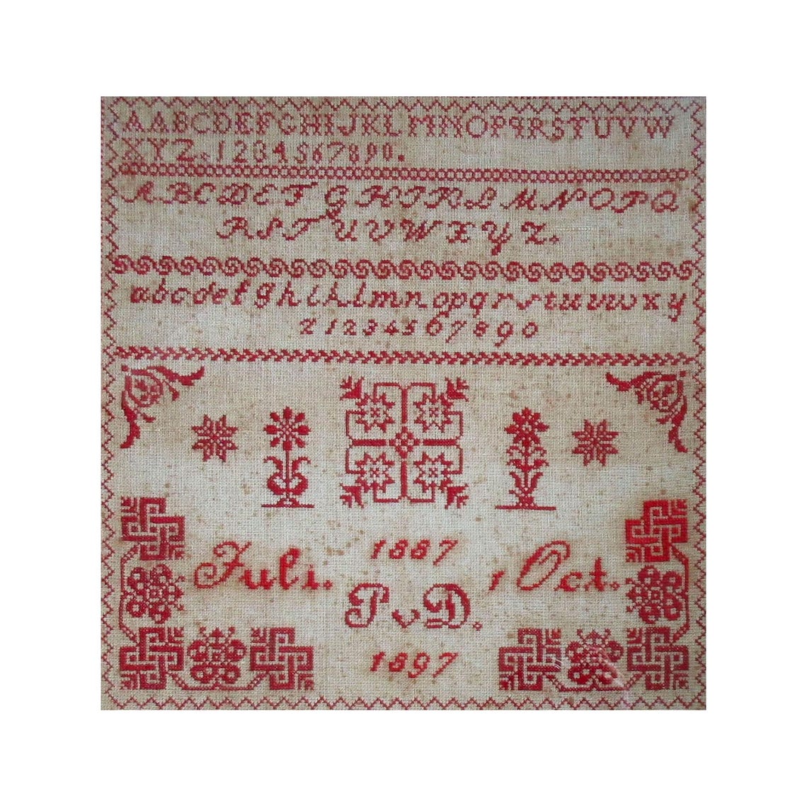 1887 / 1897 P V D Belgian Red Alphabet Reproduction Sampler PDF ...