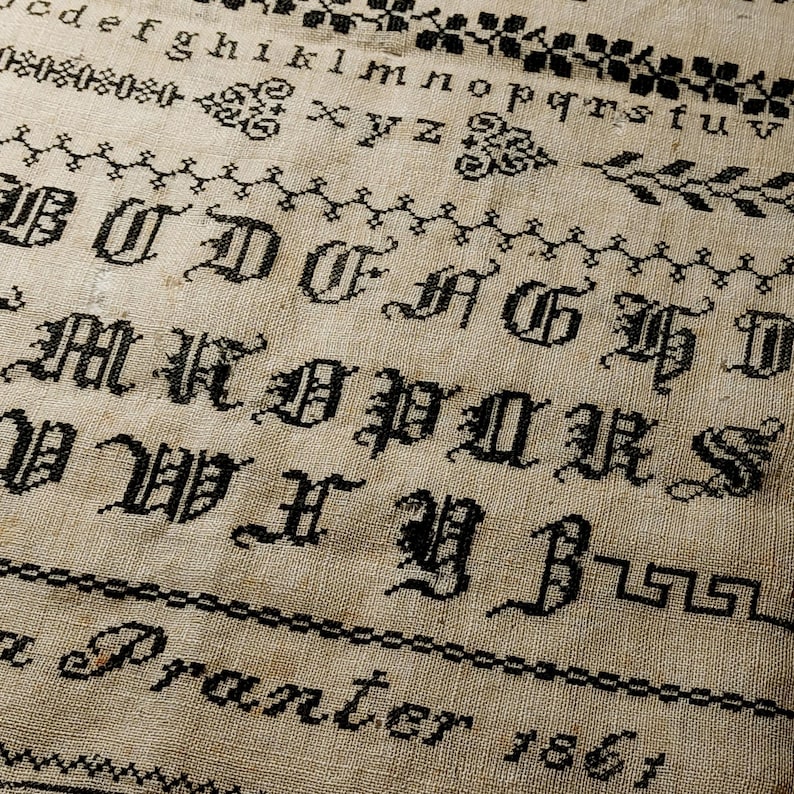 1861 Austrian Black Alphabet Reproduction Sampler Rosa Pranter ...