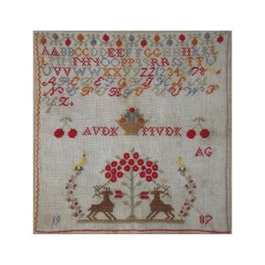 1892 M L French Red Alphabet Reproduction Sampler PDF Downloadable ...