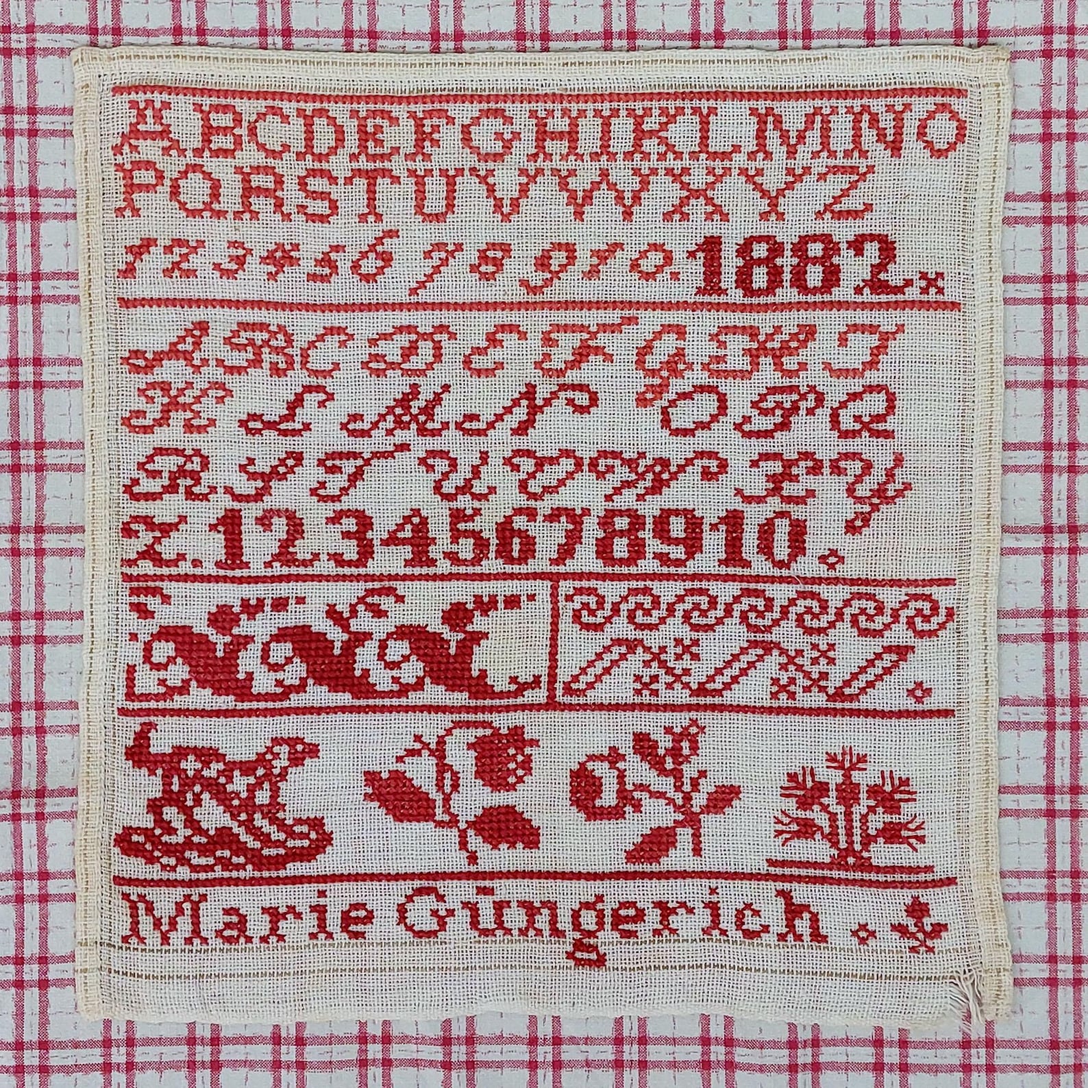 1882 Marie Güngerich Swiss Red Alphabet Reproduction Sampler PDF ...