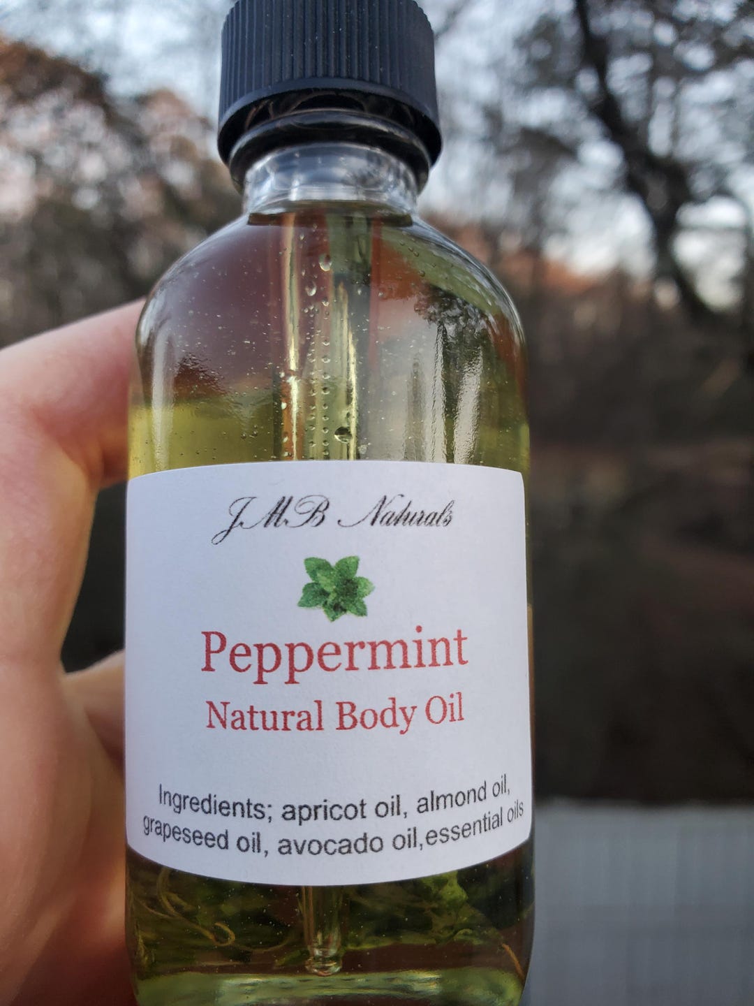Organic Peppermint Body Oil - Refreshing Aromatherapy Skincare (2oz/4oz ...