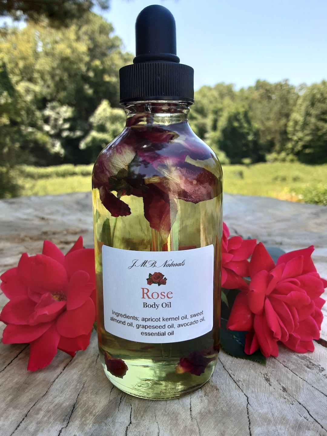 Organic Rose Body Oil: Natural Luxury Skincare Gift-2oz/4oz Glass ...