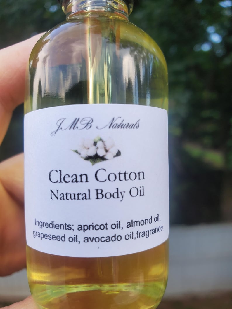 Fresh Clean Cotton Body Oil- Nourishing Moisturizer (2oz/4oz Glass ...