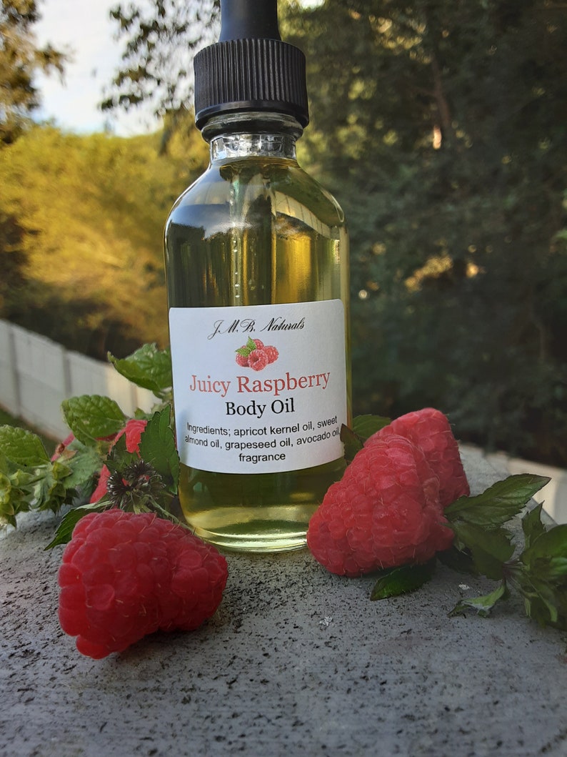 Juicy Raspberry Body Oil| Natural Skincare| Vegan| Gift (2oz/4oz Glass ...
