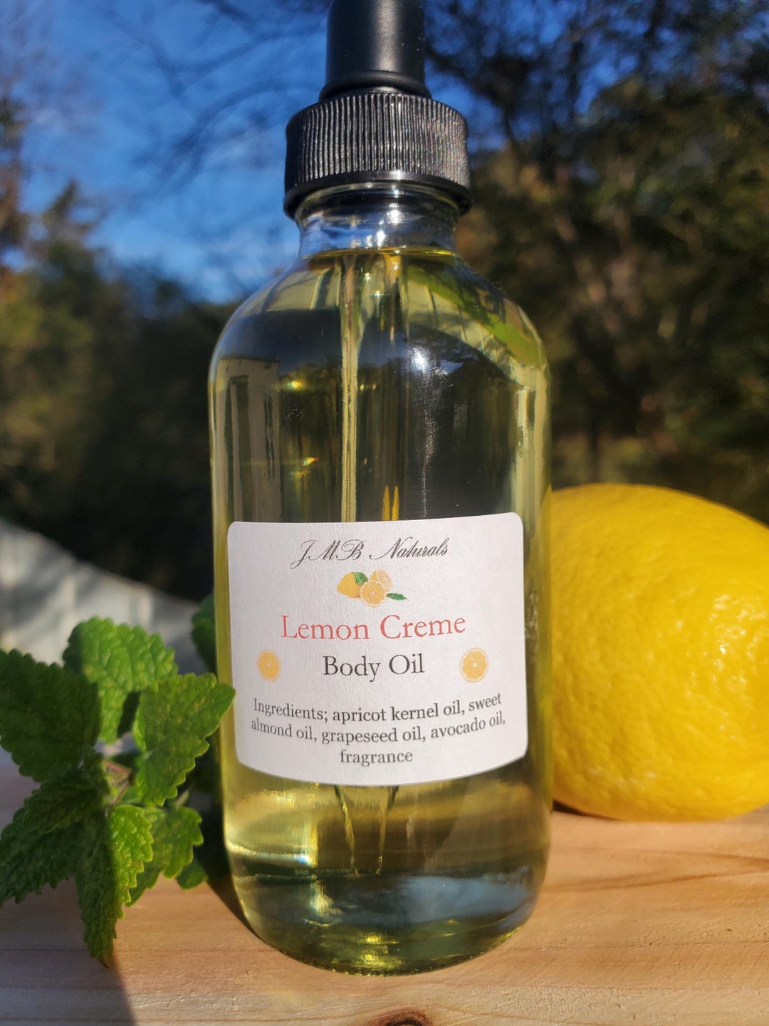 Lemon Creme Body Oil| Vegan Natural Skincare| Gift (2oz/4oz Glass ...