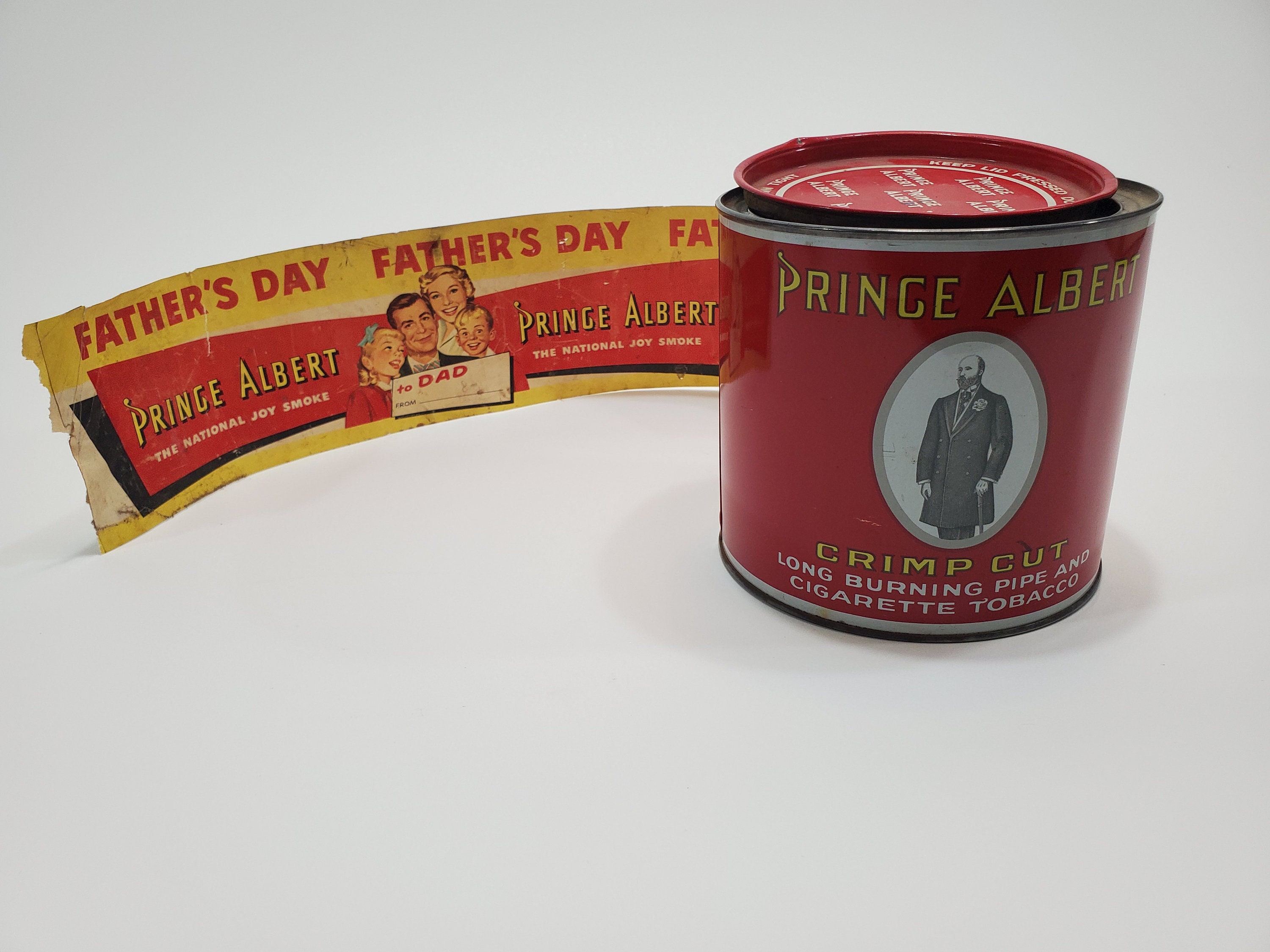 Vintage Medium Prince Albert Crimp Cut Pipe & Cigarette Tobacco Tin ...