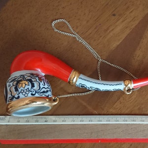 Porcelain Smoking Pipe With Chain, Ukrainian Cossack Tobacco Pipe, Sumy ...