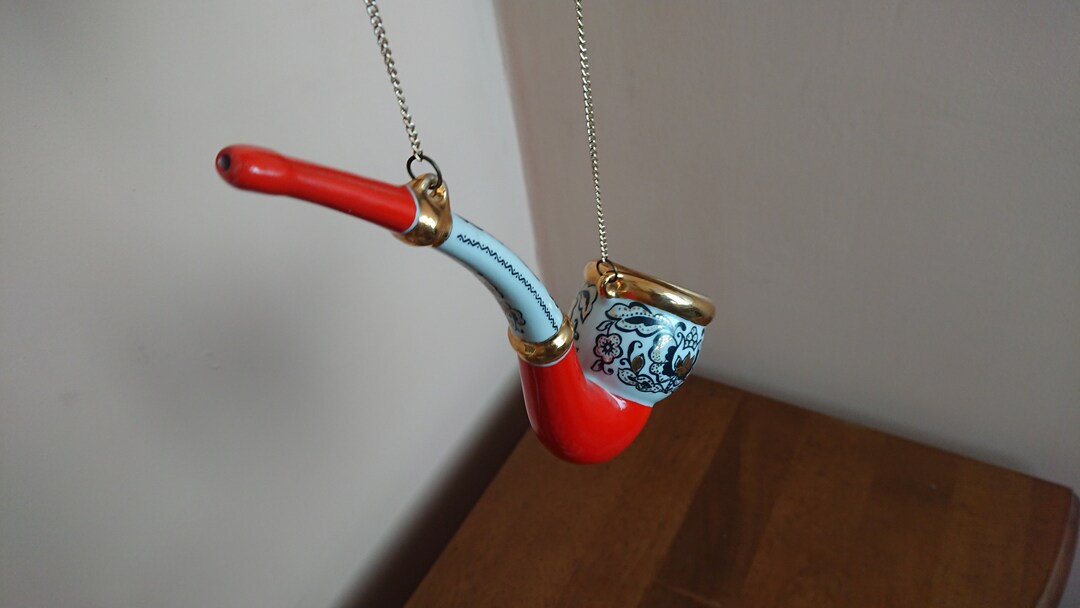 Porcelain Smoking Pipe With Chain, Ukrainian Cossack Tobacco Pipe, Sumy ...