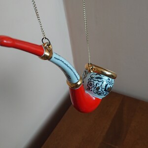 Porcelain Smoking Pipe With Chain, Ukrainian Cossack Tobacco Pipe, Sumy ...