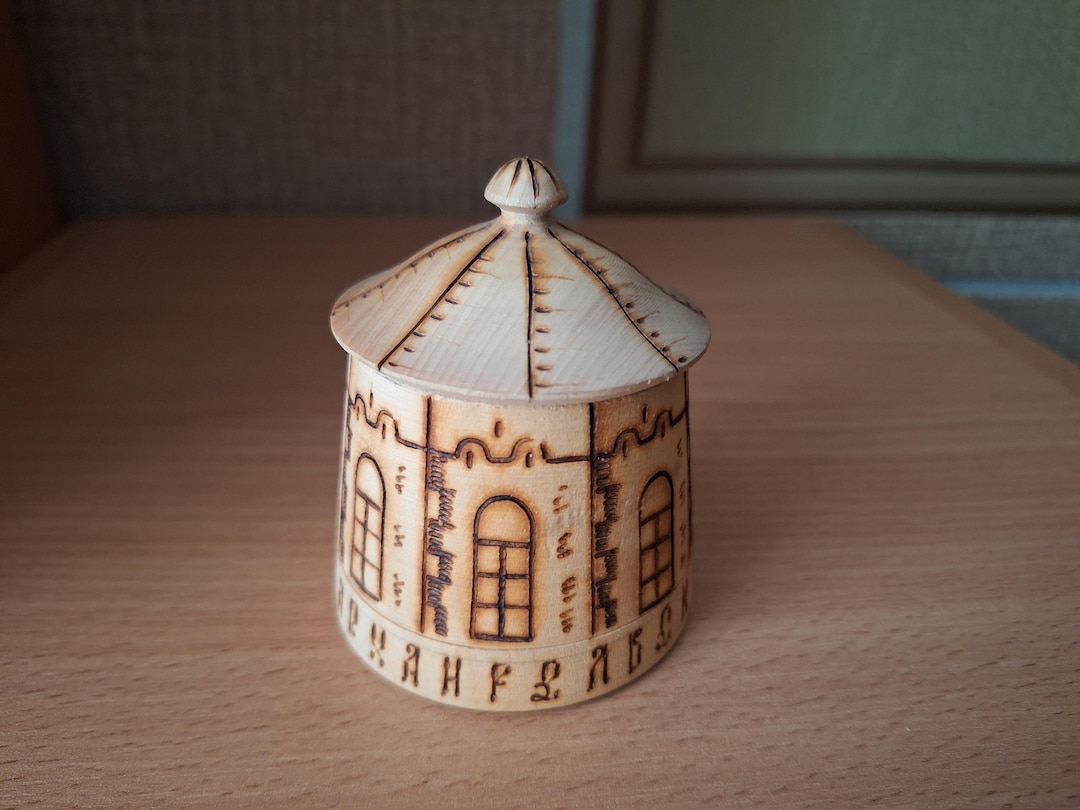 Soviet Wooden Small Box, Wood Burning Wood Carving, Arkhangelsk City ...