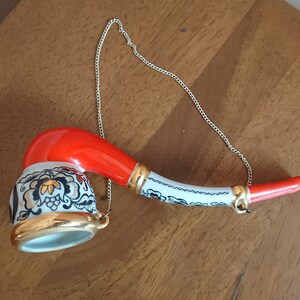 Porcelain Smoking Pipe With Chain, Ukrainian Cossack Tobacco Pipe, Sumy ...