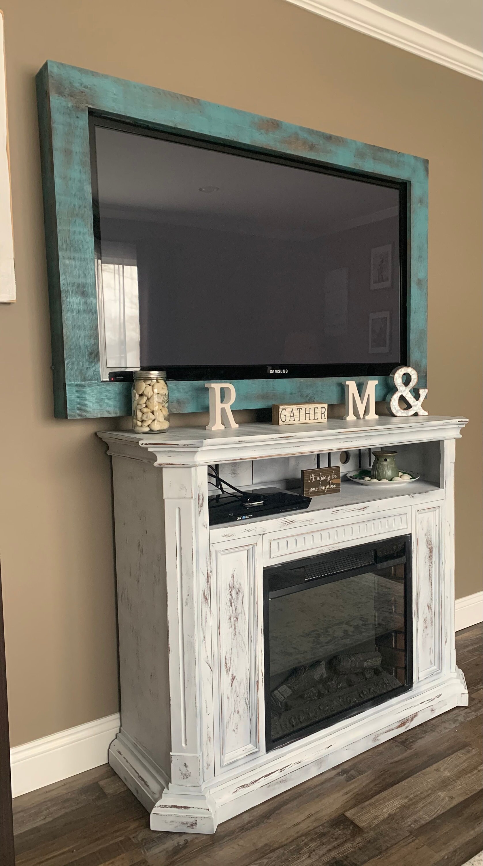 Farmhouse Rustic Barnwood Weathered Distressed Custom Wood TV Frame ...