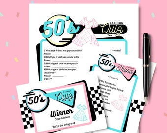 50s Games Bundle Printable 50s Activities 50s Party Games - Etsy