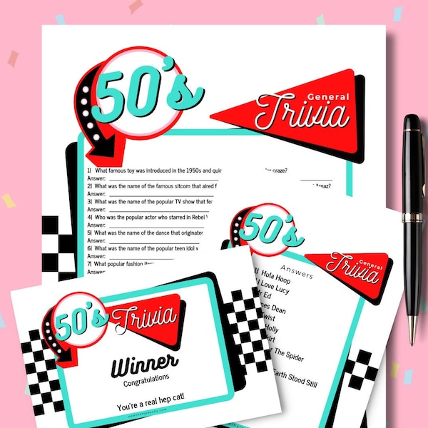 Custom DINER 50's Food Menu Party PRINTABLE, Rock'n'roll Soda Pop Retro ...