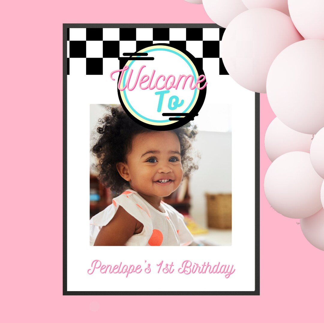 1st Birthday DINER 50's Welcome Sign Party PRINTABLE Custom Rock'n'roll ...