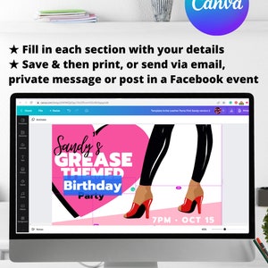 Grease Bachelorette INVITE PRINTABLE Bride to Be Movie Invitation ...