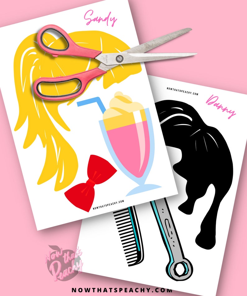 Greaser Theme PG Photo Booth PRINTABLES Props Pink Girls Themed for ...