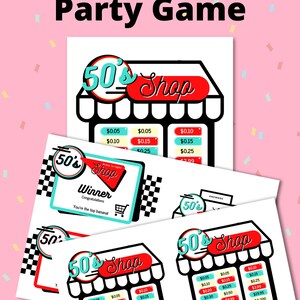 Red DINER 1950's Shop Price Guessing Game Party PRINTABLE, for Rock'n ...