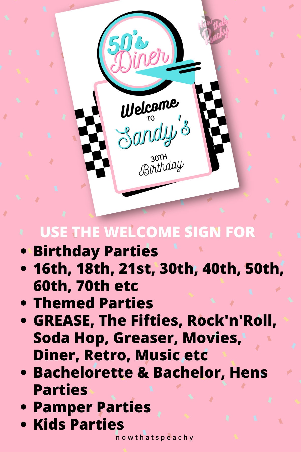 Custom DINER 50's Welcome Sign Party PRINTABLE, Rock'n'roll Soda Pop ...