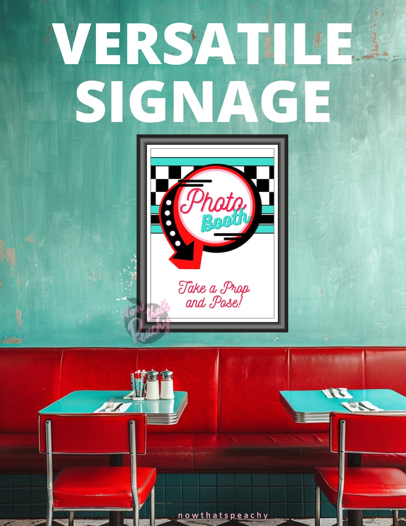Custom DINER 50's Party Sign Bundle Pack PRINTABLE Rock'n'roll Soda Pop ...