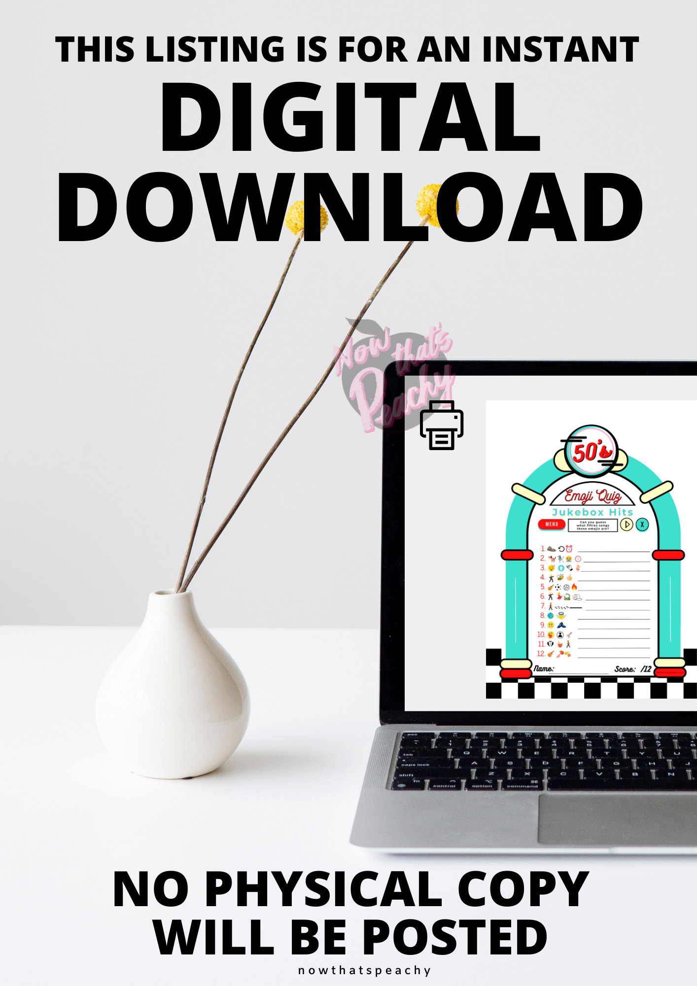 Aqua 1950's EMOJI Song Jukebox Guessing Game Party PRINTABLE, for Diner ...