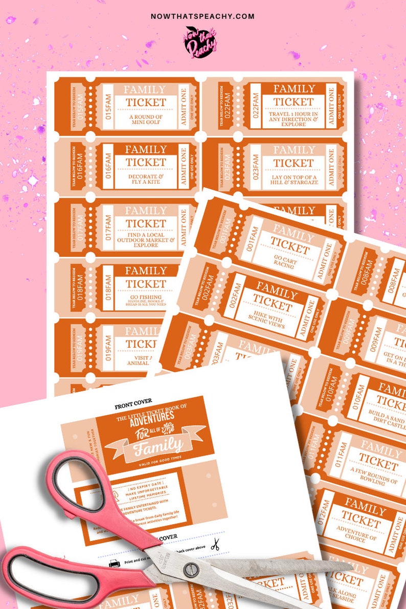 FAMILY Adventure TICKET Voucher Book Printable Download Coupons Mom Dad ...