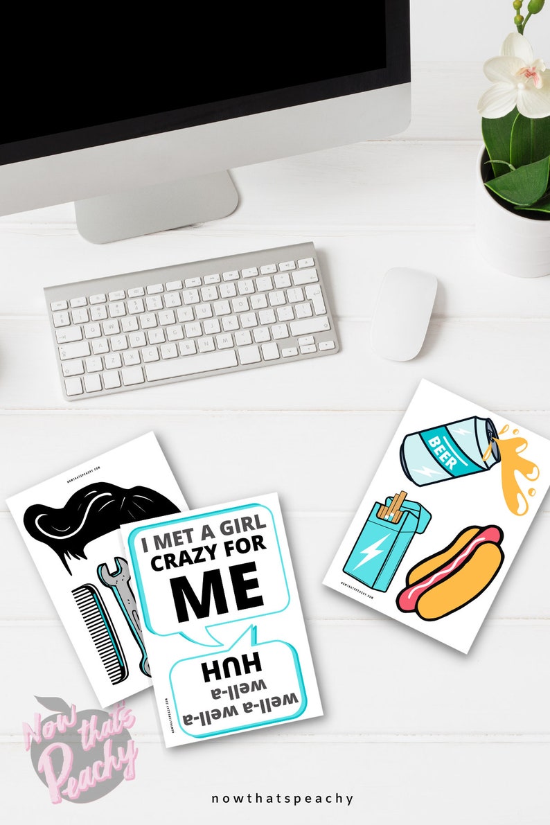 Rock'n'roll 1950s Themed Photobooth PROPS PRINTABLE Greaser Party ...