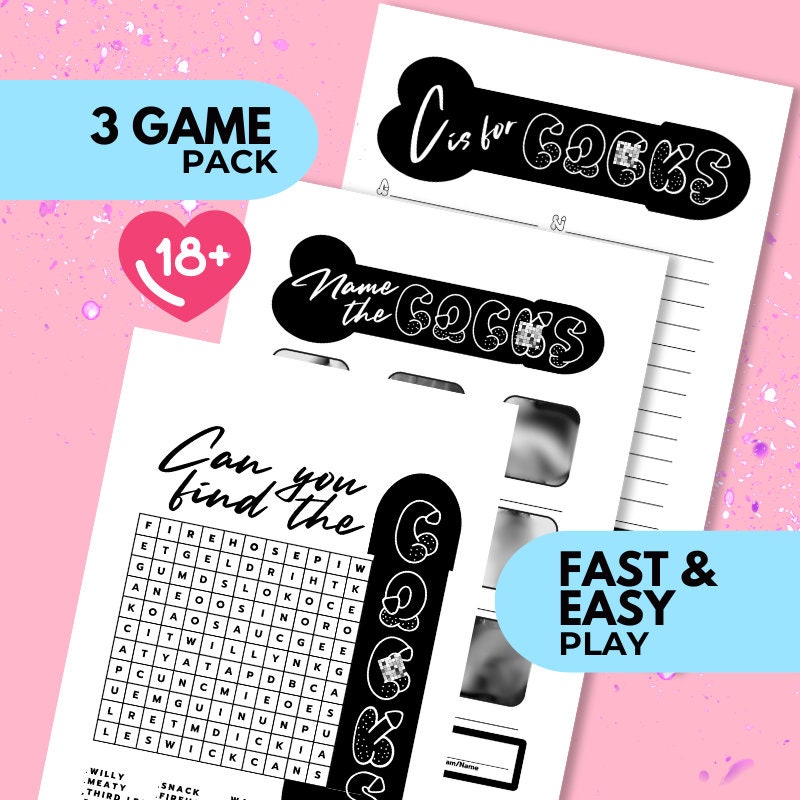 Penis Game Bundle Pack Printable Download Cock Games Bachelorette Willy ...
