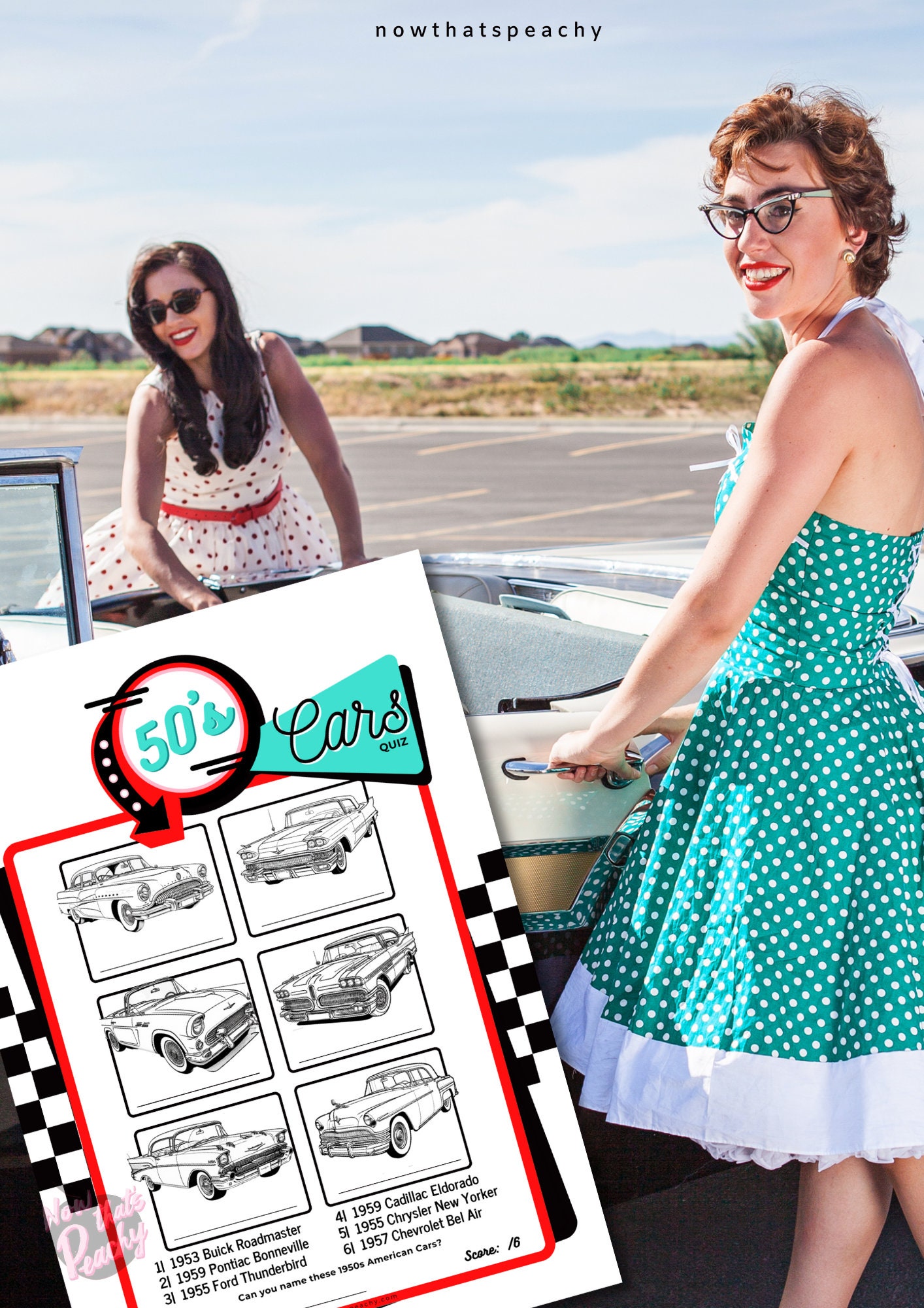 DINER 1950's Car Guessing Game Party PRINTABLE Rock'n'roll Sock Hop ...