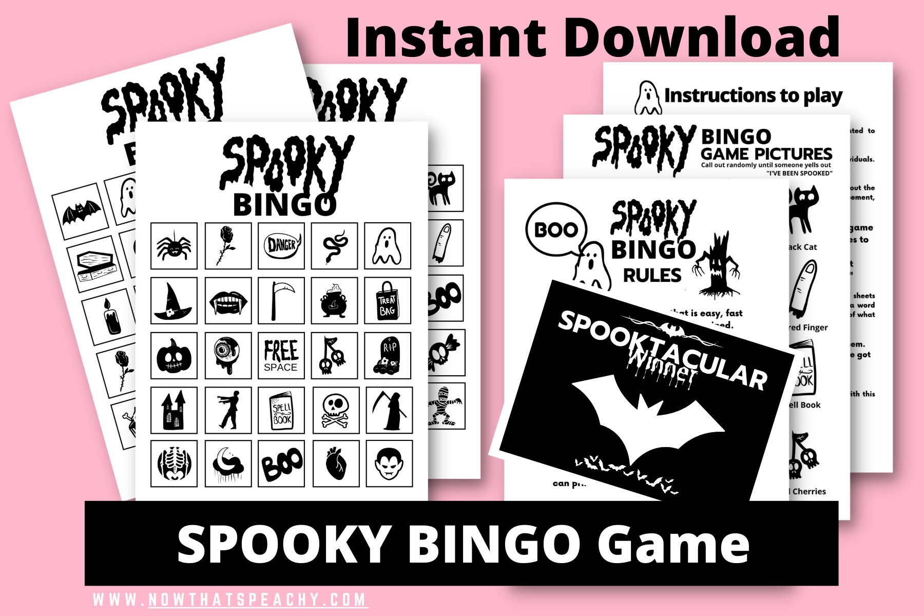 Spooky Bingo Game PRINTABLE Easy All Age Classroom HALLOWEEN Card Games ...