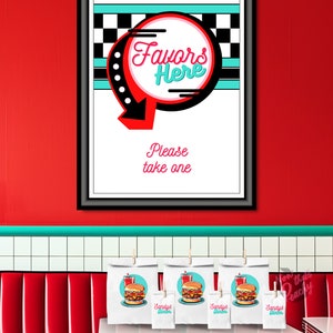 Custom DINER 50's Party Sign Bundle Pack PRINTABLE Rock'n'roll Soda Pop ...