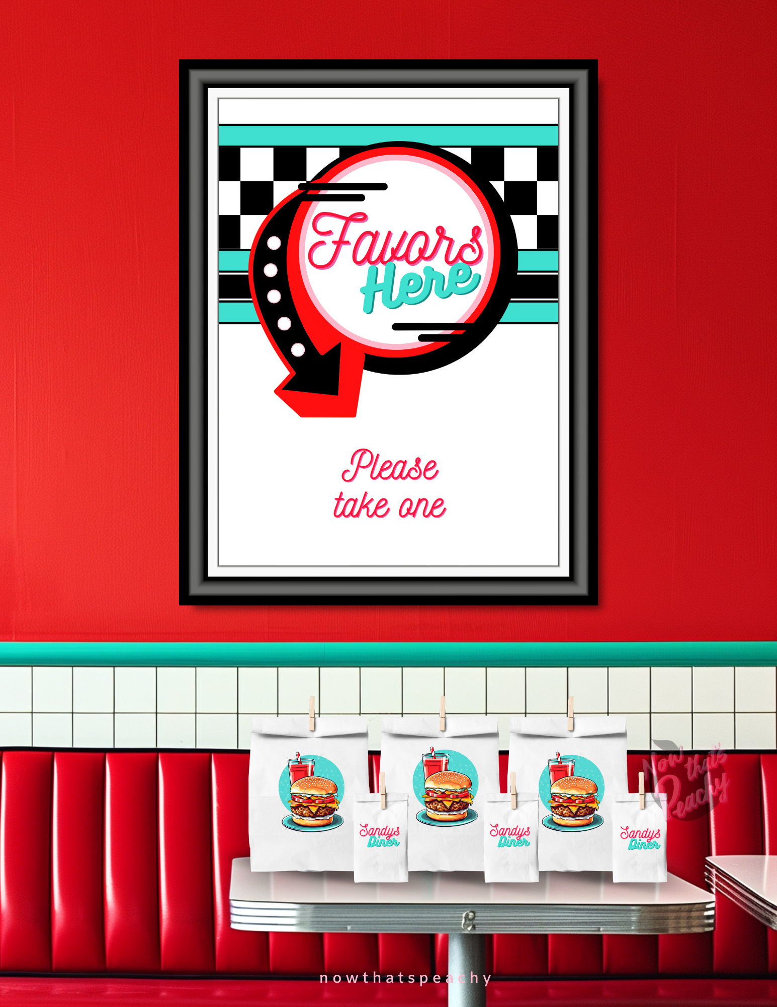 Custom DINER 50's Party Sign Bundle Pack PRINTABLE Rock'n'roll Soda Pop ...