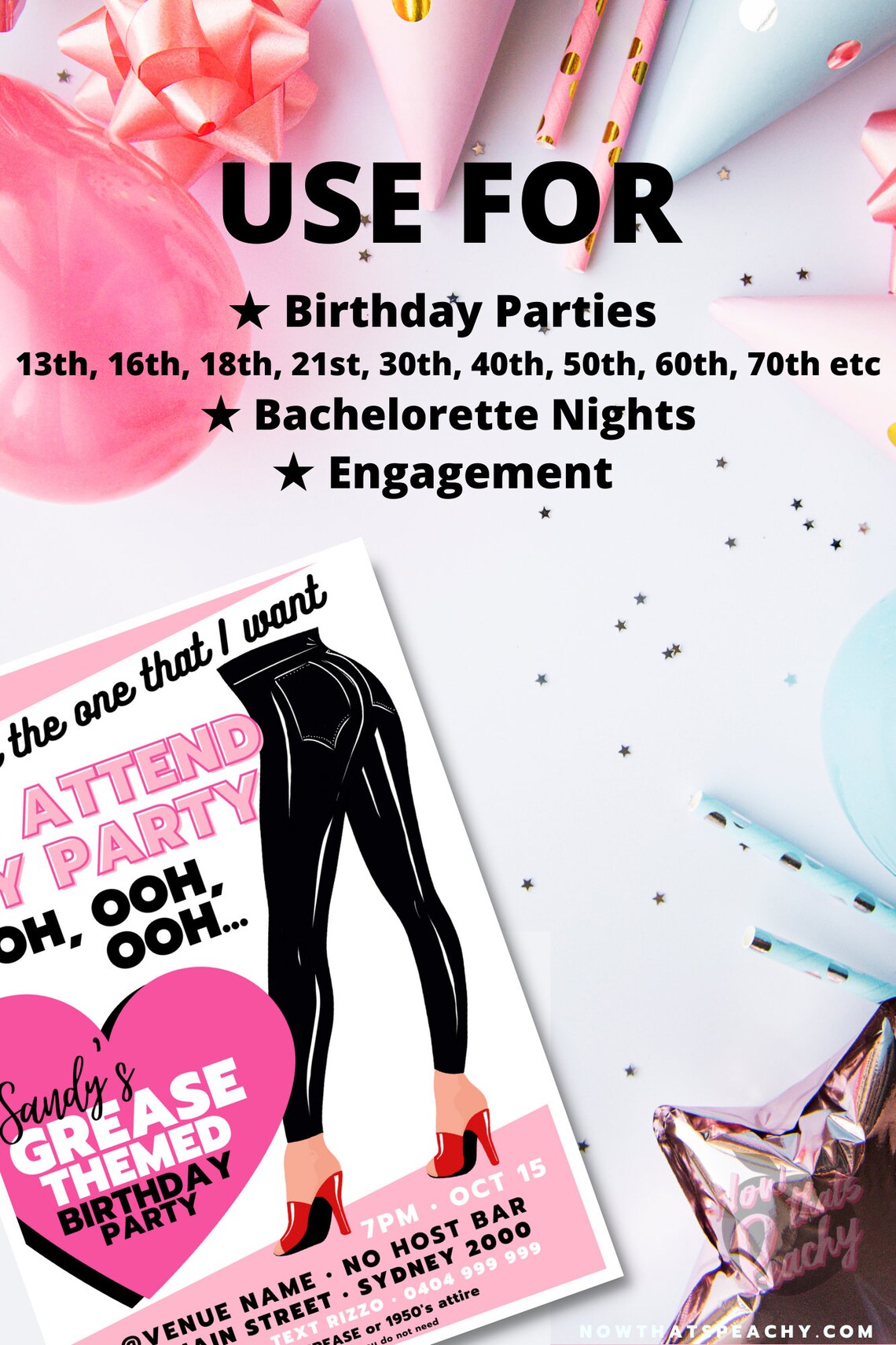 GREASER Party Pack INVITE Printable Instant Download Rock'n'roll ...