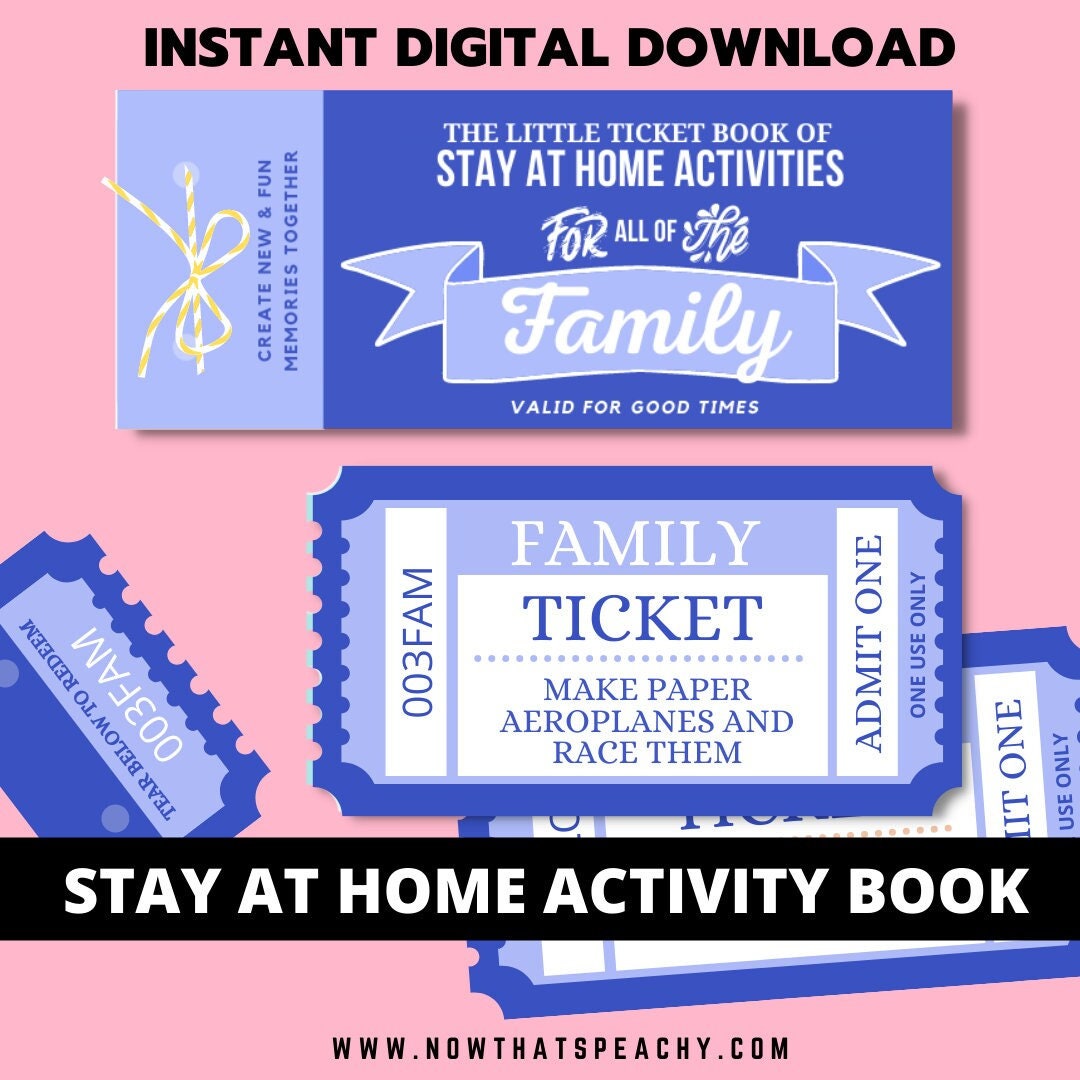 FAMILY Stay at Home Activity TICKET Voucher Book Printable - Etsy