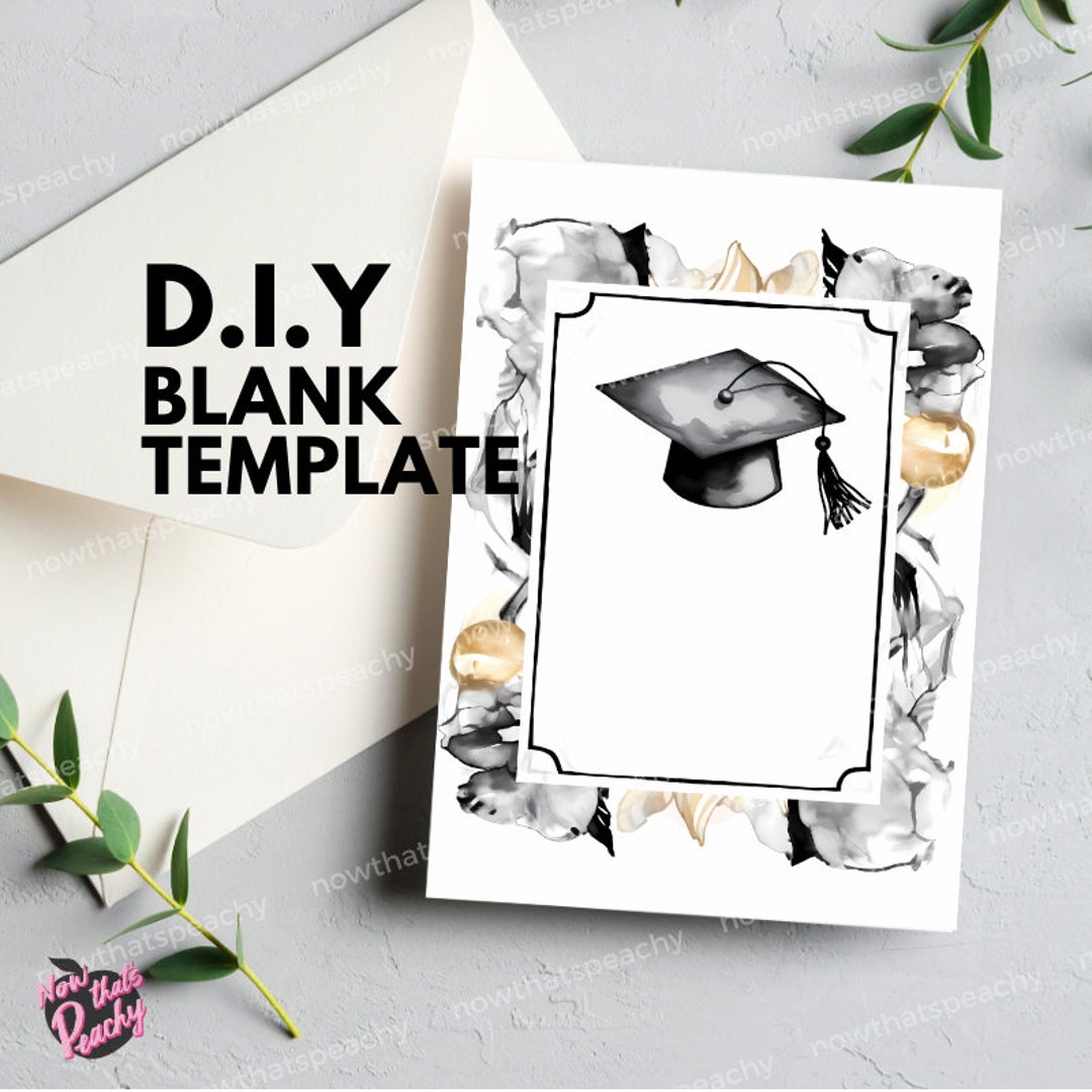 College Watercolor Graduation Blank Template, Grad DIY Invite ...