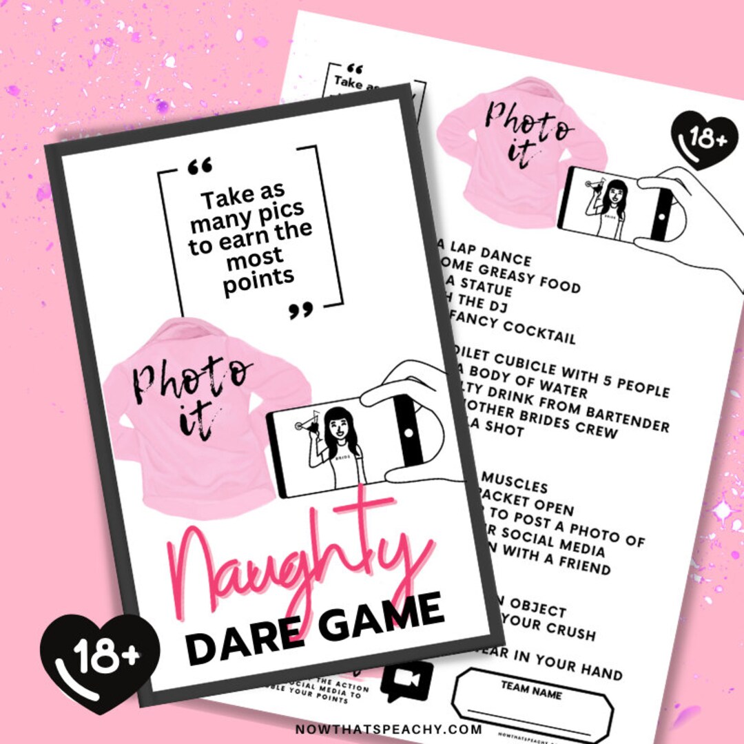 Girls Photo Dare GAME Funny Challenge Bachelorette Hens Party Printable ...