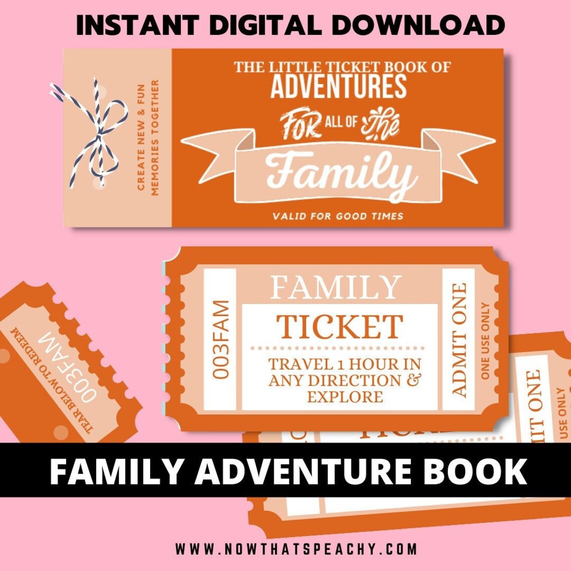 FAMILY Adventure TICKET Voucher Book Printable Download Coupons Mom Dad ...