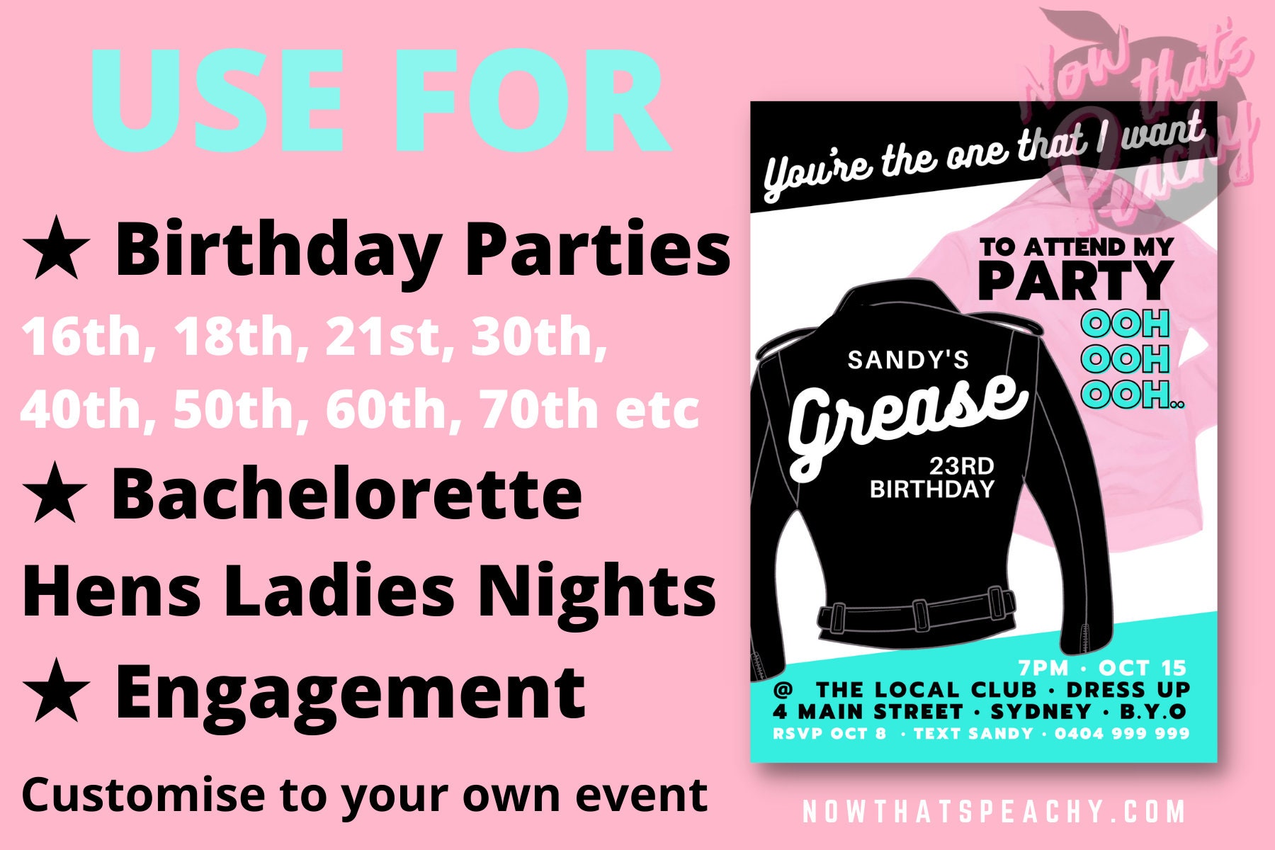 GREASER INVITE Rock'n'roll Printable. Rocker Party Invitation Instant ...