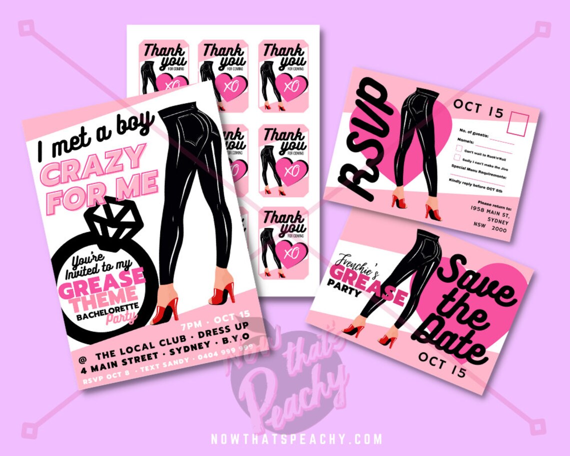 Grease Bachelorette INVITE PRINTABLE Song Bride Invitation | Etsy