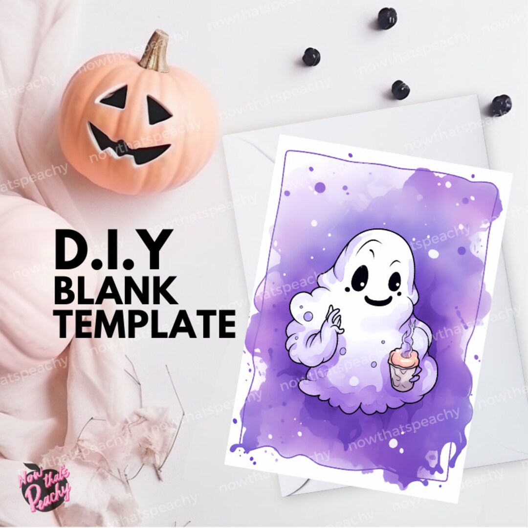 Watercolor Cute Ghost Invite Template Blank DIY Printable Halloween ...