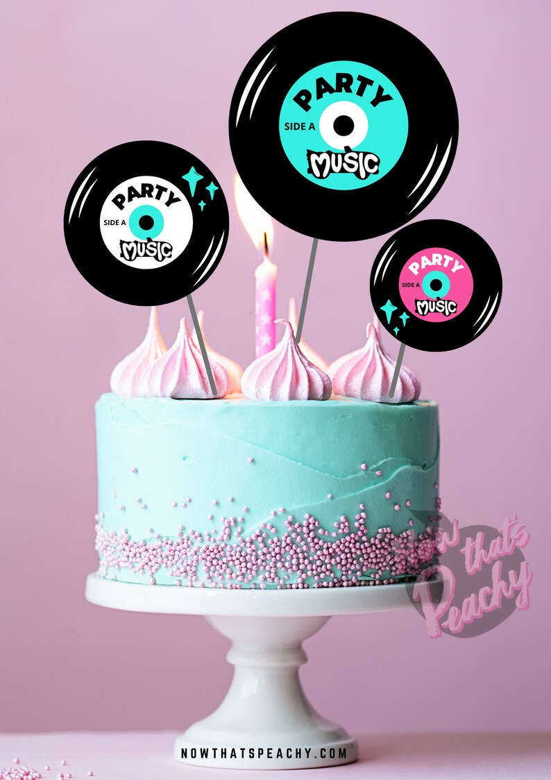 Vinyl Record Cupcake Toppers PRINTABLE Greaser Rock'n'roll 50s Diner ...