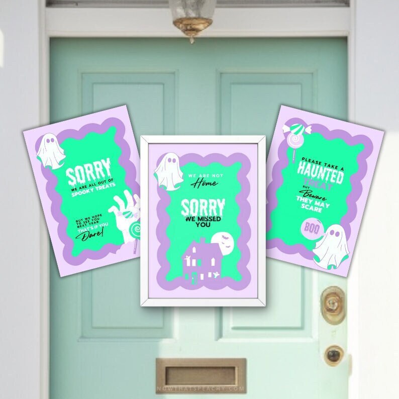Halloween Front Door Signs PRINTABLE Halloween Door Candy Porch Sign ...