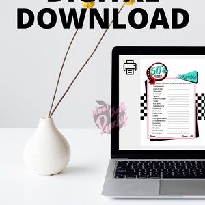 DINER Menu 1950's Word Quiz Game Scramble Party PRINTABLE Rock'n'roll ...