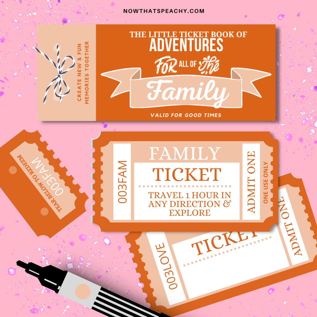FAMILY Adventure TICKET Voucher Book Printable Download Coupons Mom Dad ...