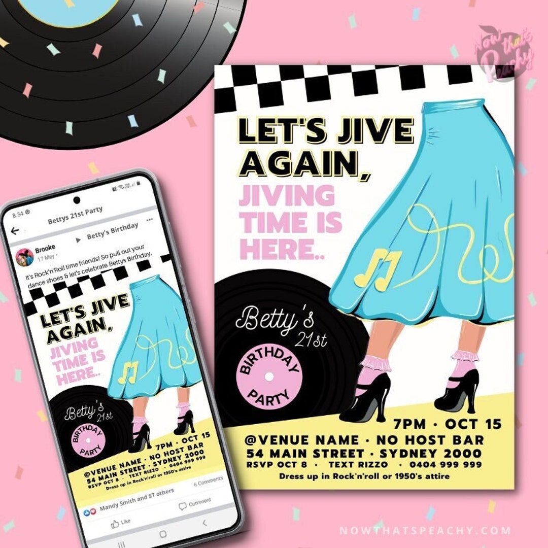 Custom Diner INVITE Rock'n'roll PRINTABLE Sock Hop Birthday Party ...