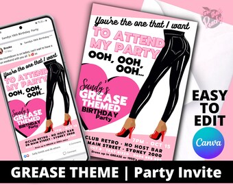 Grease Canva Invite - Etsy