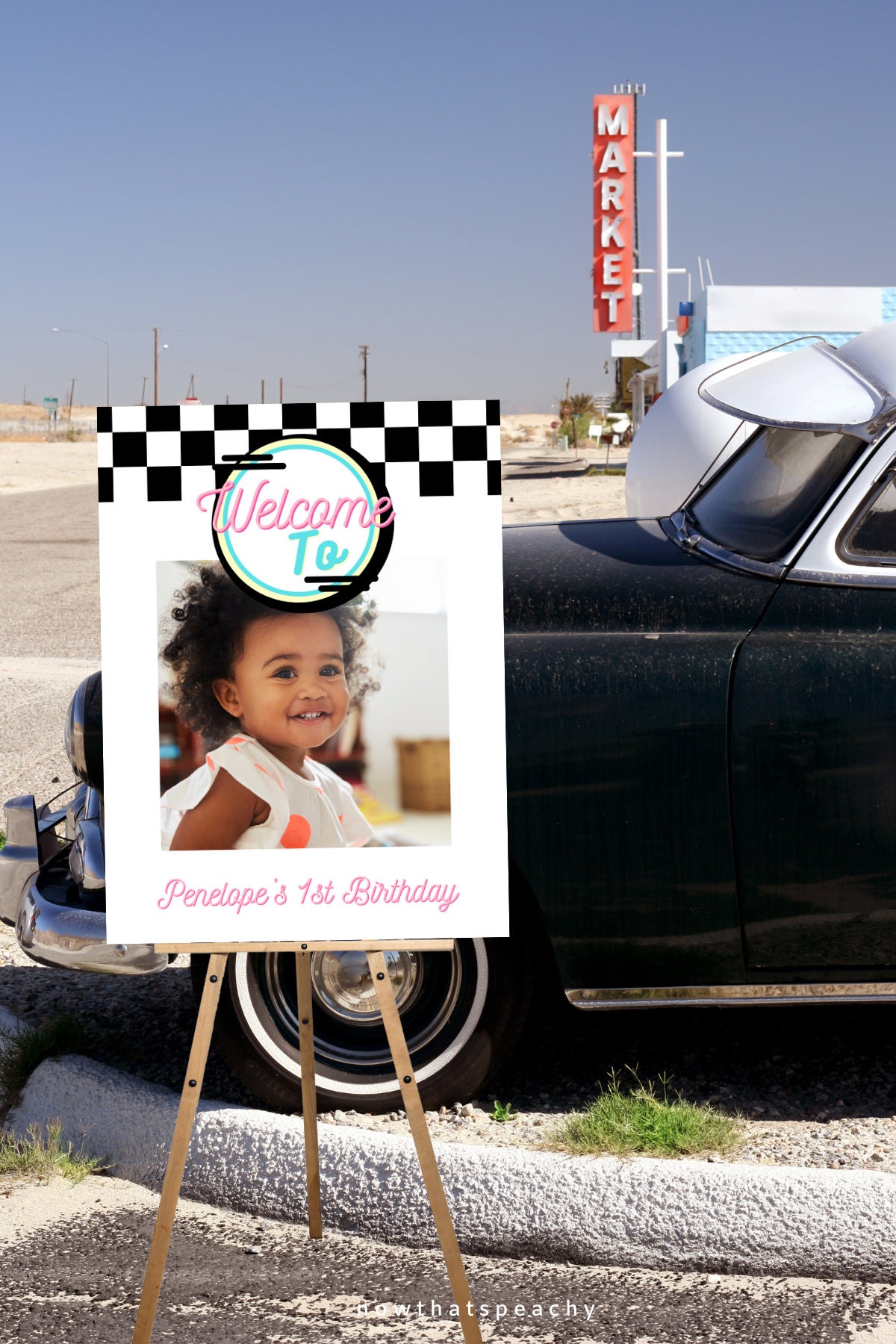 1st Birthday DINER 50's Welcome Sign Party PRINTABLE Custom Rock'n'roll ...