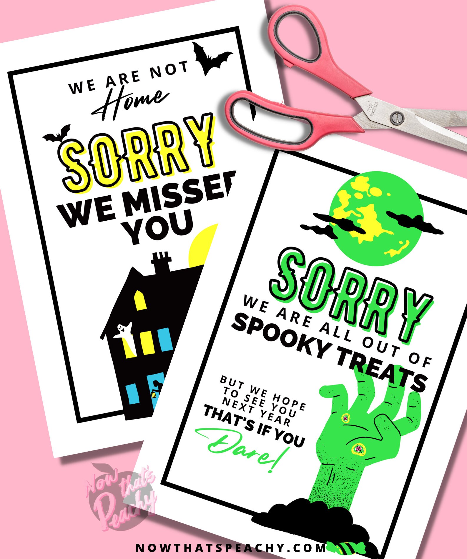 Halloween NOT Home Signs NO Candy PRINTABLE Front Door Sorry Trick or ...