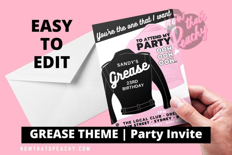 GREASER INVITE Rock'n'roll Printable. Rocker Party Invitation Instant ...